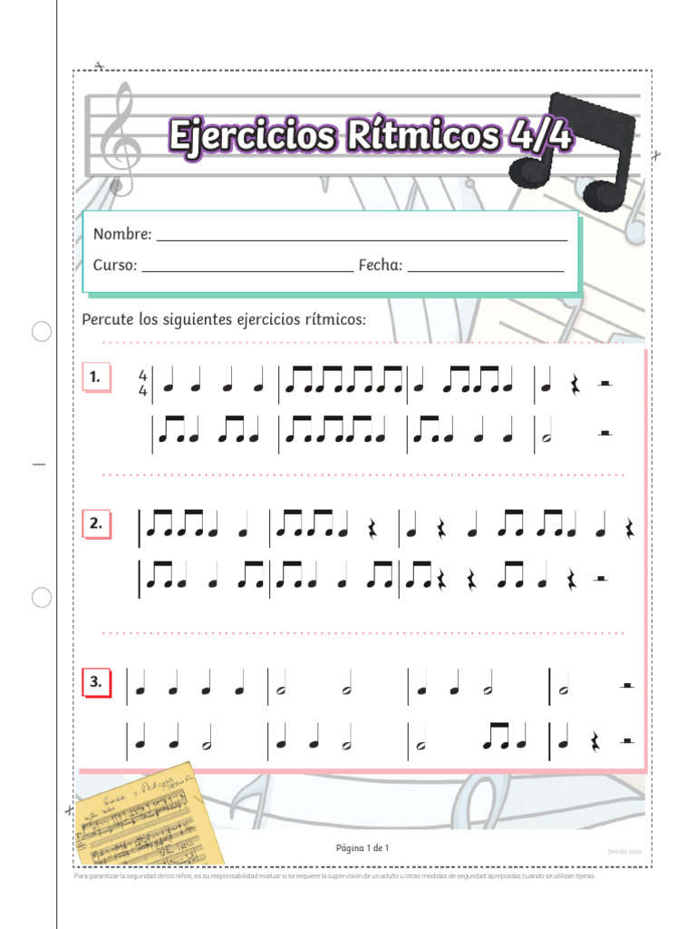 CL A 1721697241 Guia de Trabajo Ejercicios Ritmicos 4 4 - Ver - 1 | PDF
