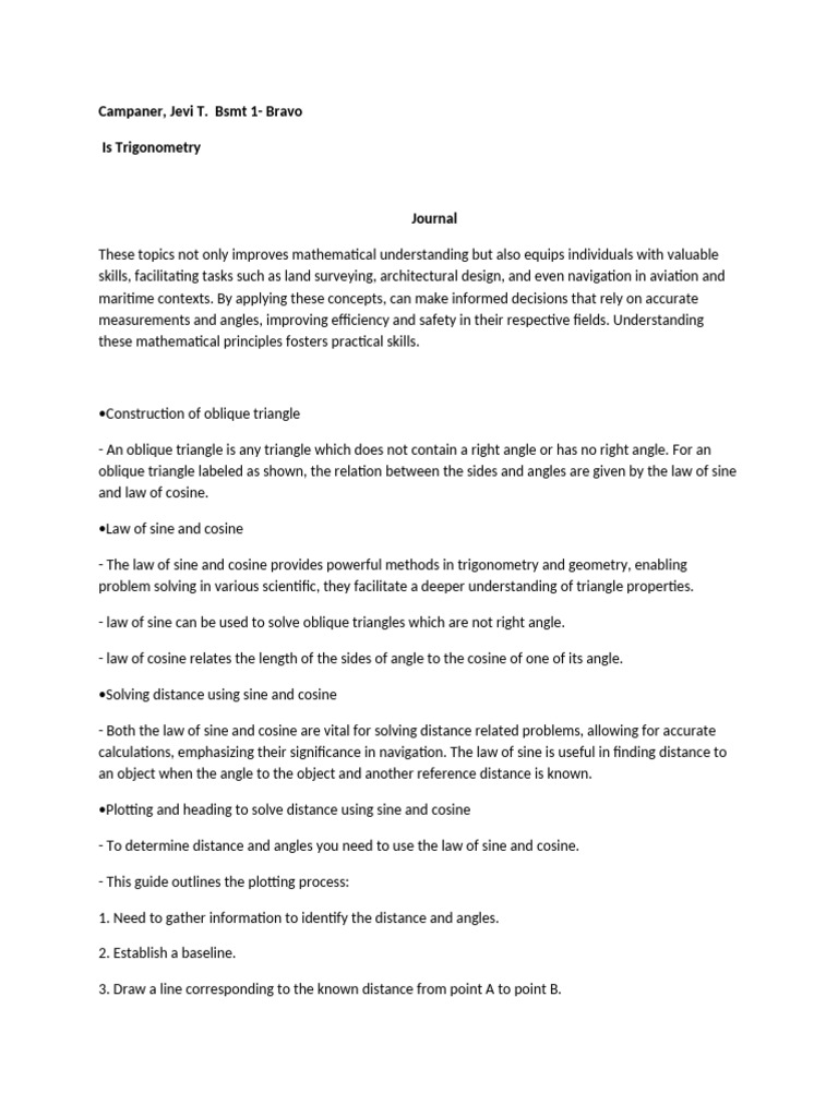 Journal in IS 1 - Solid Mensuration and Spherical Trigonometry | PDF ...