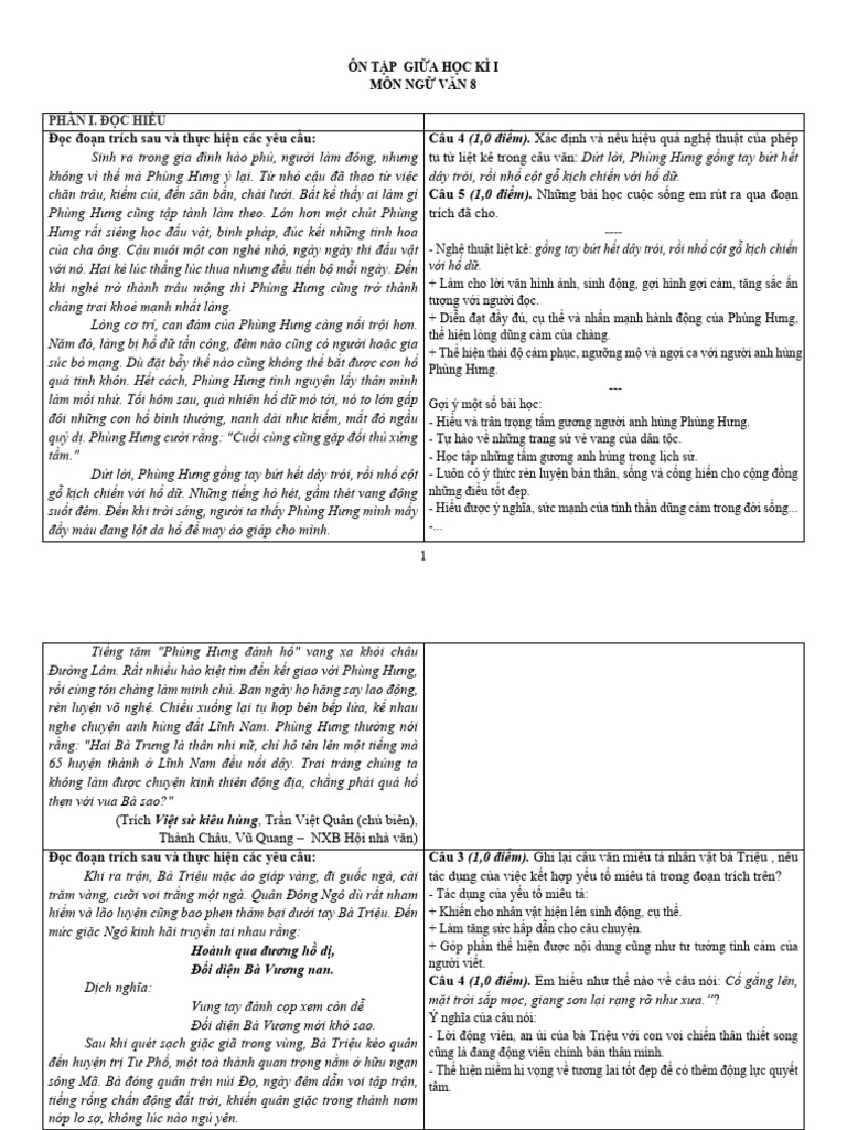 Đề cương - NV8 -KTGK 1- T2024 | PDF