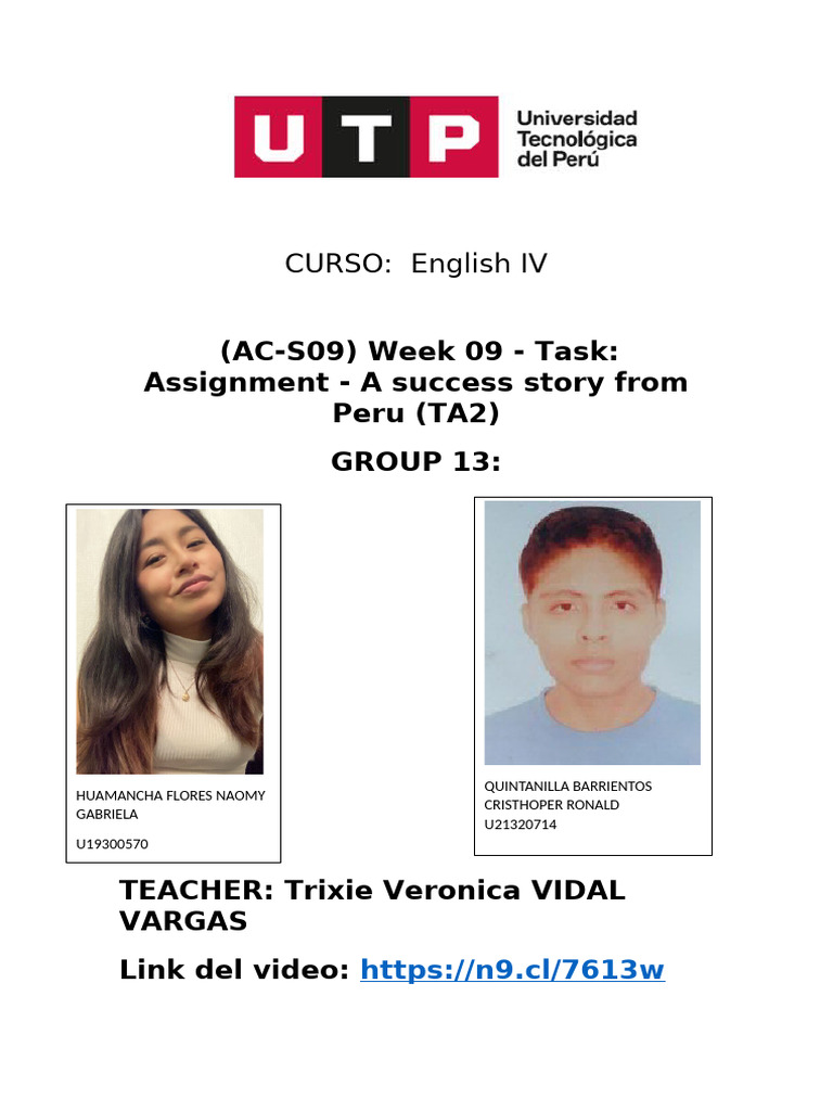 (AC-S09) Week 09 - Task Assignment - A Success Story From Peru (TA2) | PDF | Science & Mathematics