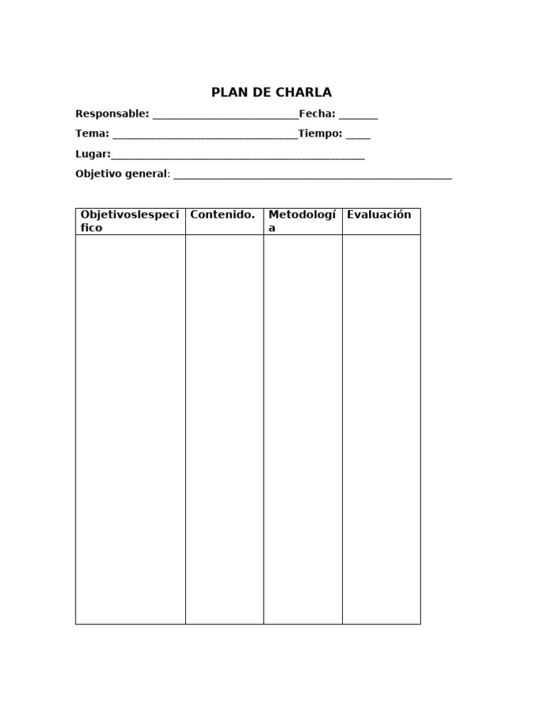 Plan de Charla 2 | PDF
