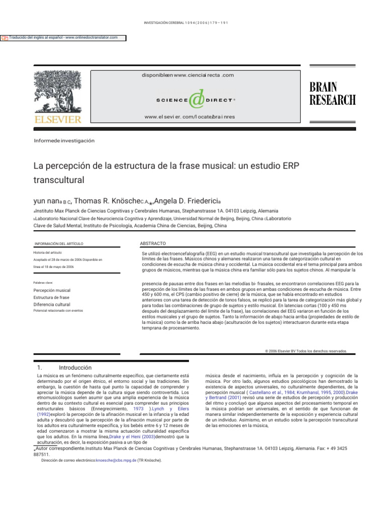 Percepción Musical y Cultura | PDF | Percepción | Cerebro