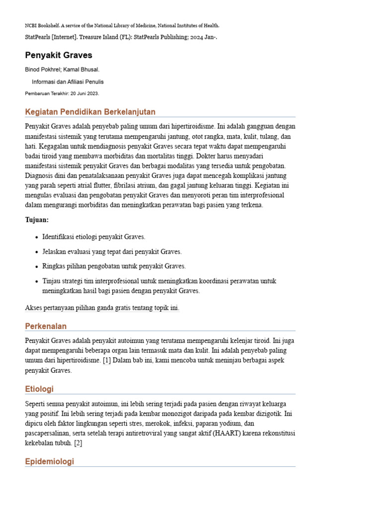 Penyakit Graves - StatPearls - Rak Buku NCBI | PDF | Pengembangan Diri ...