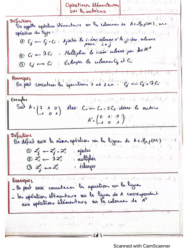 Operations Sur Les Matrices | PDF