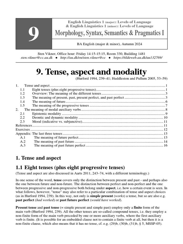 24a MSSP 09 Tense Aspect Modality | PDF | Grammatical Tense | Modal Logic