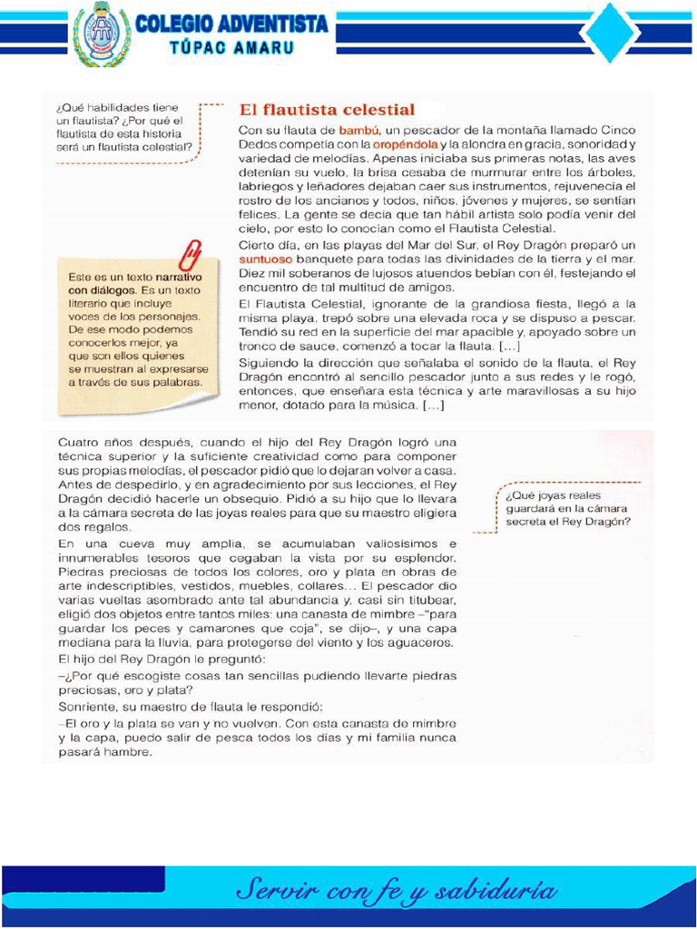 FICHA DE TRABAJO- El flautista celestial | PDF