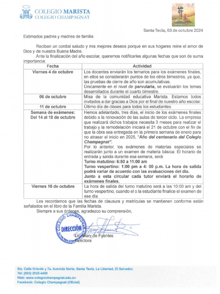 CIRCULAR EXÁMENES FINALES-1 | PDF