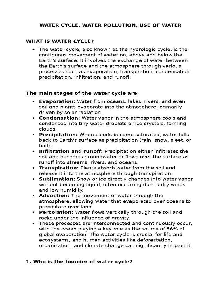 Understanding the Water Cycle and Pollution | PDF | Water Cycle | Water