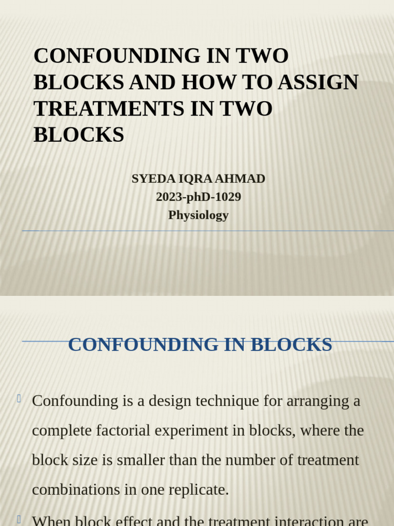 Confounding in Two Blocks and How To Assign | PDF | Applied Mathematics | Scientific Method