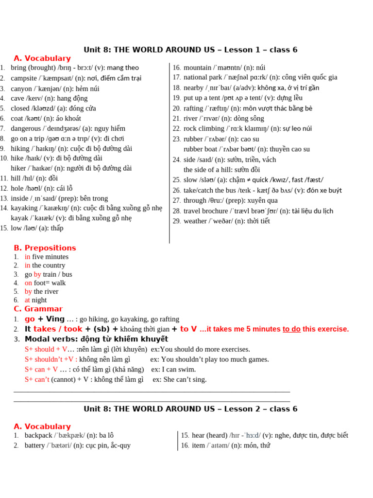 Unit 8 Lesson 1+2+3 | PDF