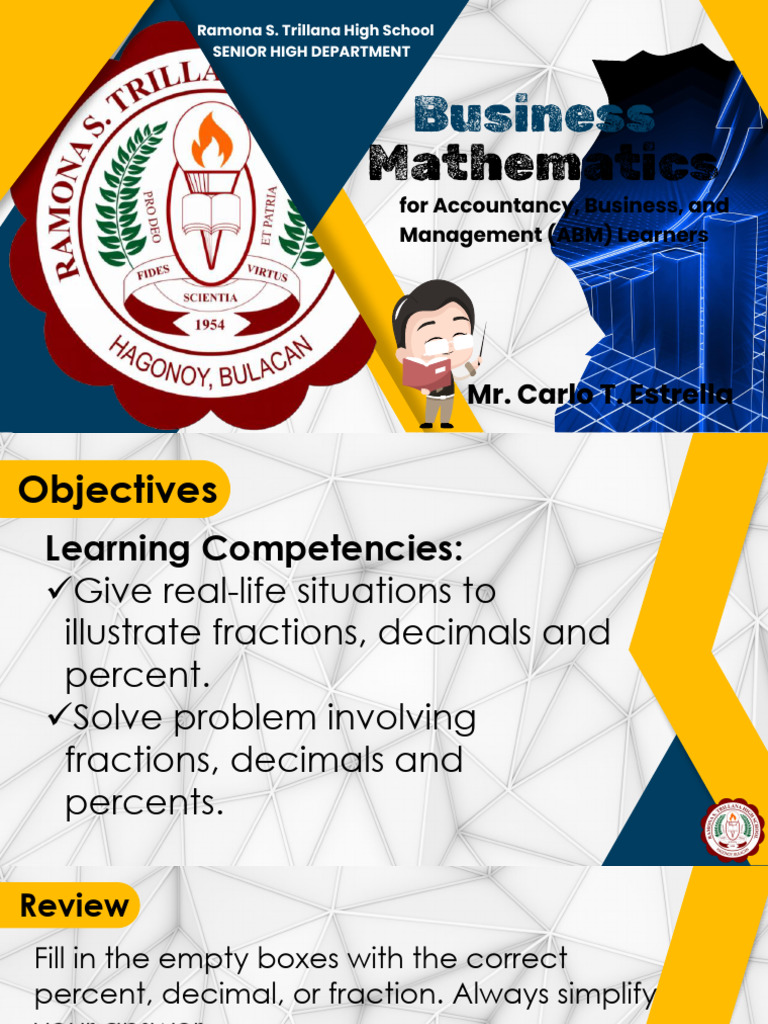 BusMath-LM2-Illustrate Fractions, Decimals and Percent | PDF | Decimal | Economies
