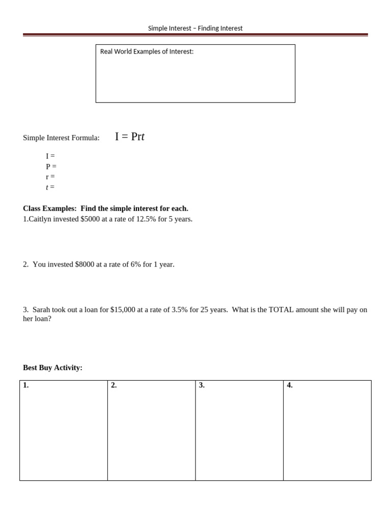 Simple Interest Notes | PDF | Career & Growth | Business