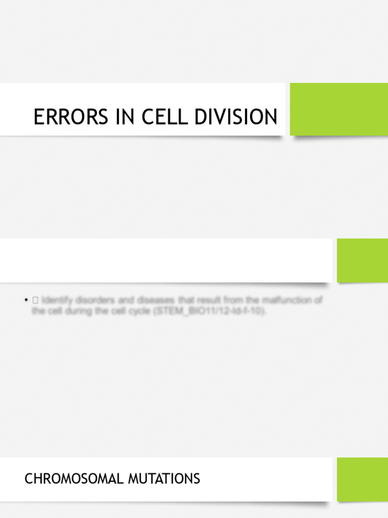 ERRORS-IN-CELL-DIVISION | PDF | Diseases And Disorders | Genetics
