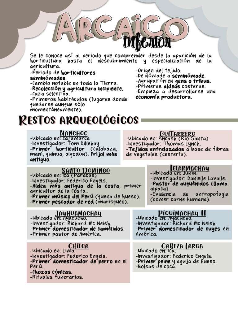 Periodo Arcaico Inferior | PDF