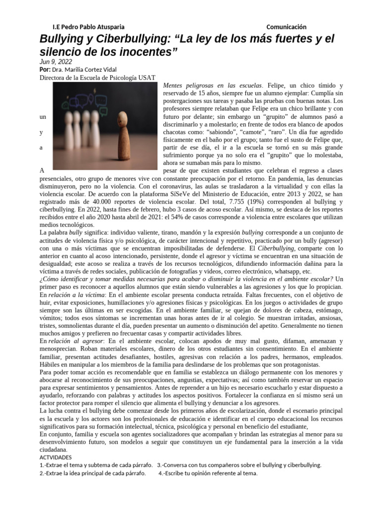 Bullying y Ciberbullying | PDF | Agresión | Acoso cibernético