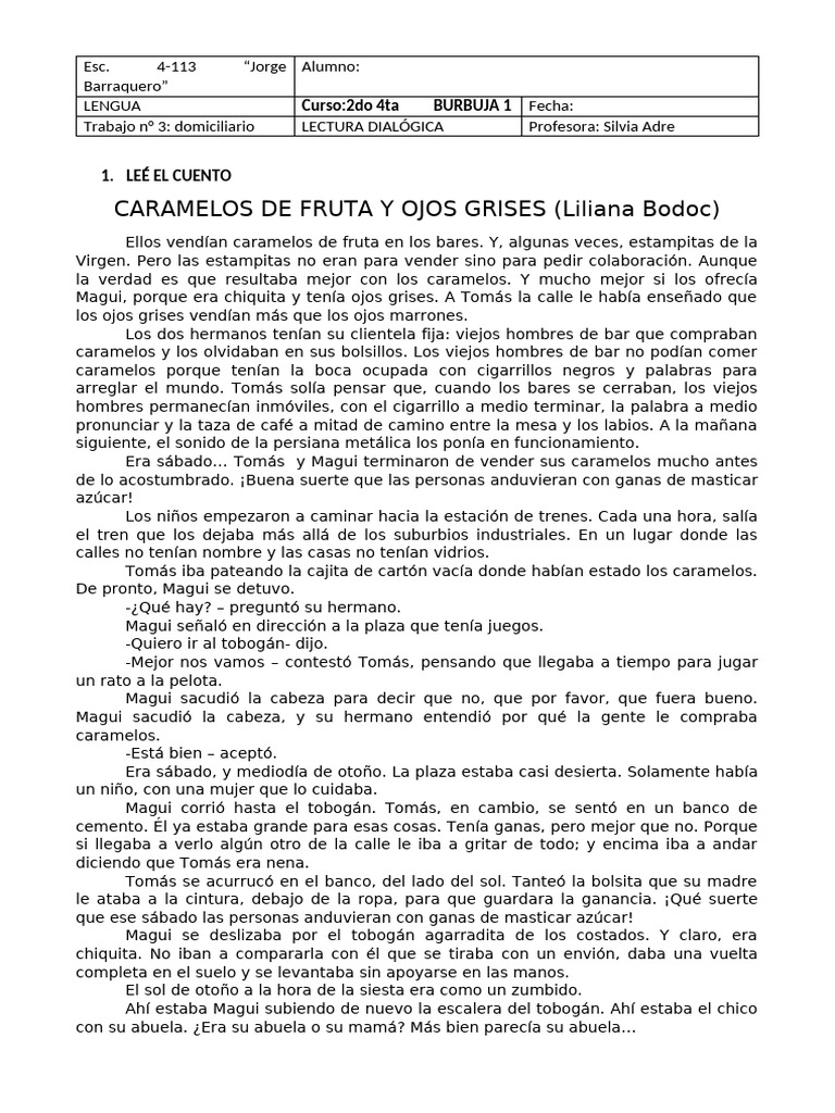Caramelos de Fruta y Ojos Grises Liliana Bodoc | PDF