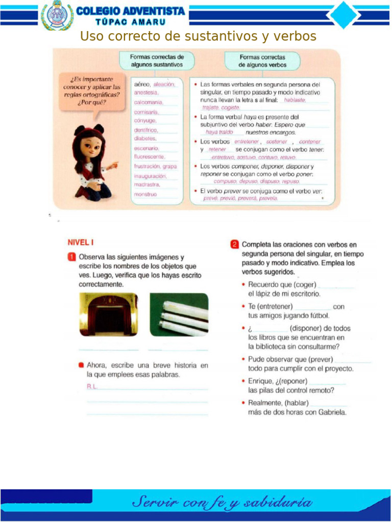 U6 - s7 - Fts - Uso Correcto de Sustantivos y Verbos-Fichaalumno | PDF