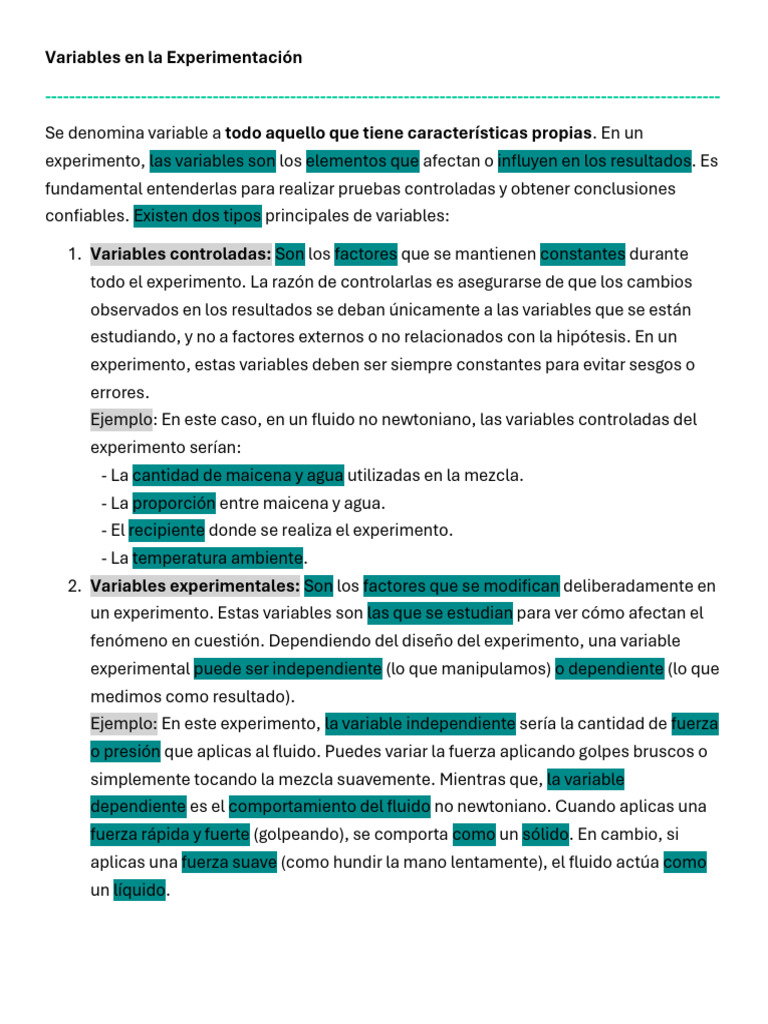 Variables de La Experimentación | PDF | Ciencia y matemáticas