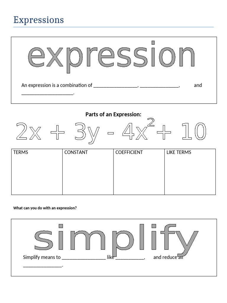 Simplifying Expressions Notes | PDF