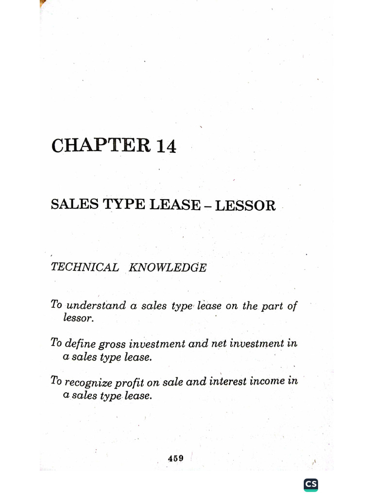 Chapter 14 - Sales Types Lease (Lessor) | PDF