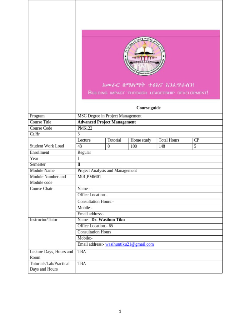 Advanced Project Management Course Outline | PDF | Agile Software ...