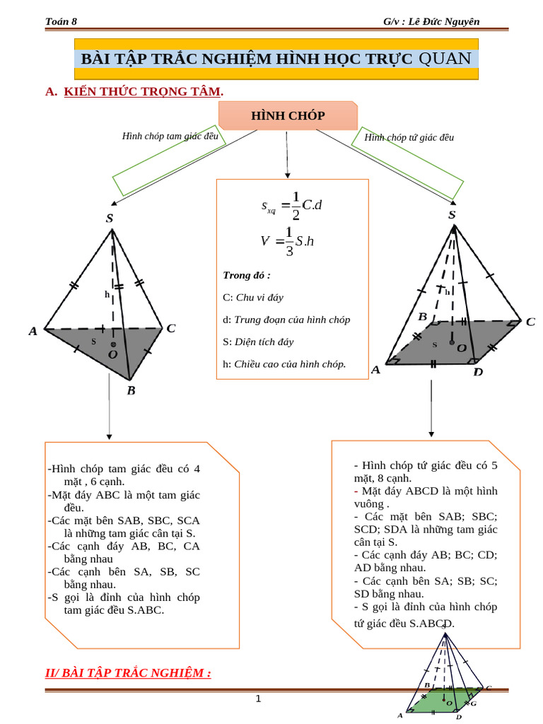 4 Trắc nghiệm hình học trực quan | PDF
