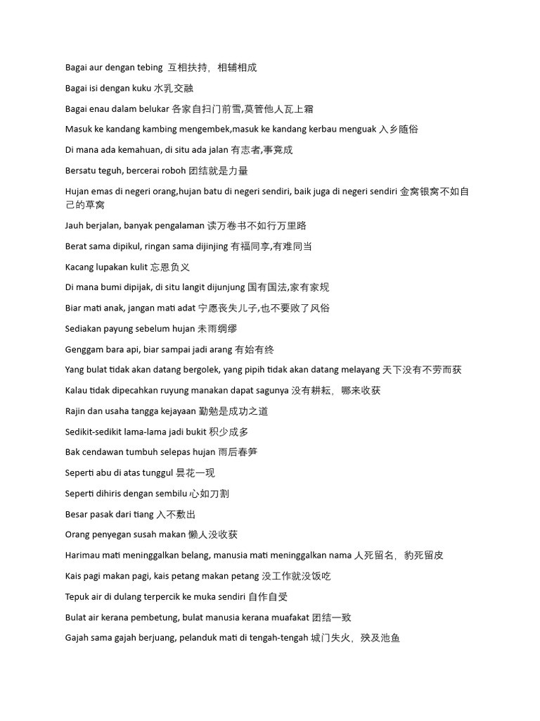 Peribahasa (华语翻译） | PDF