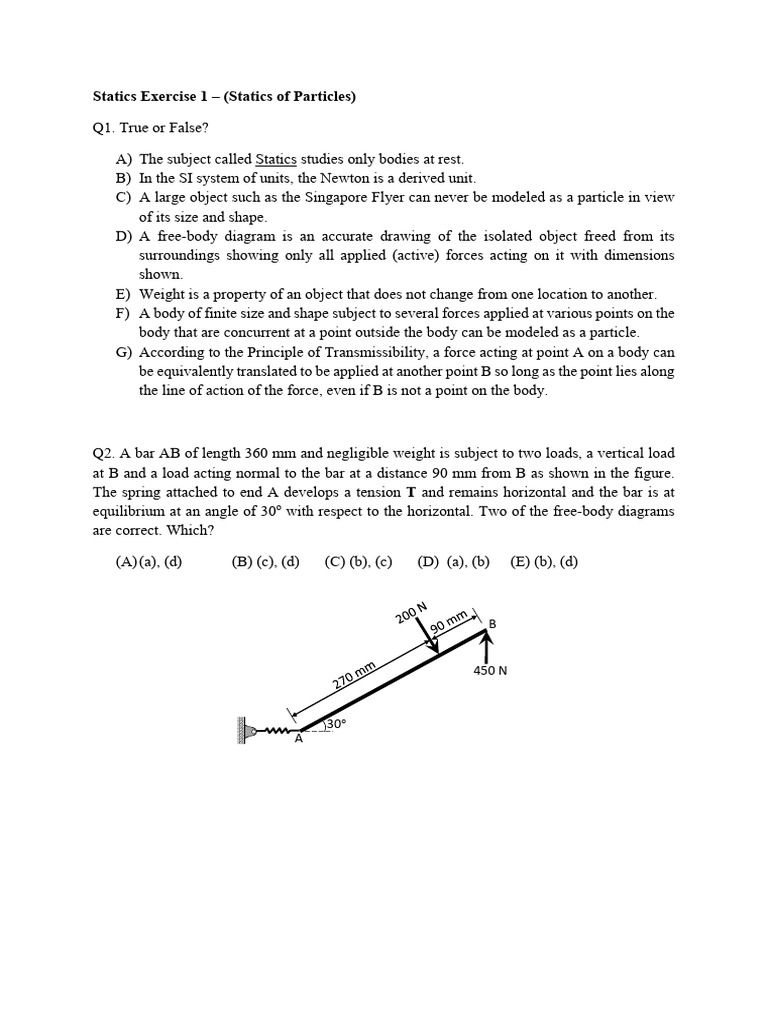 Statics Exercise 1 | PDF | Force | Physical Quantities