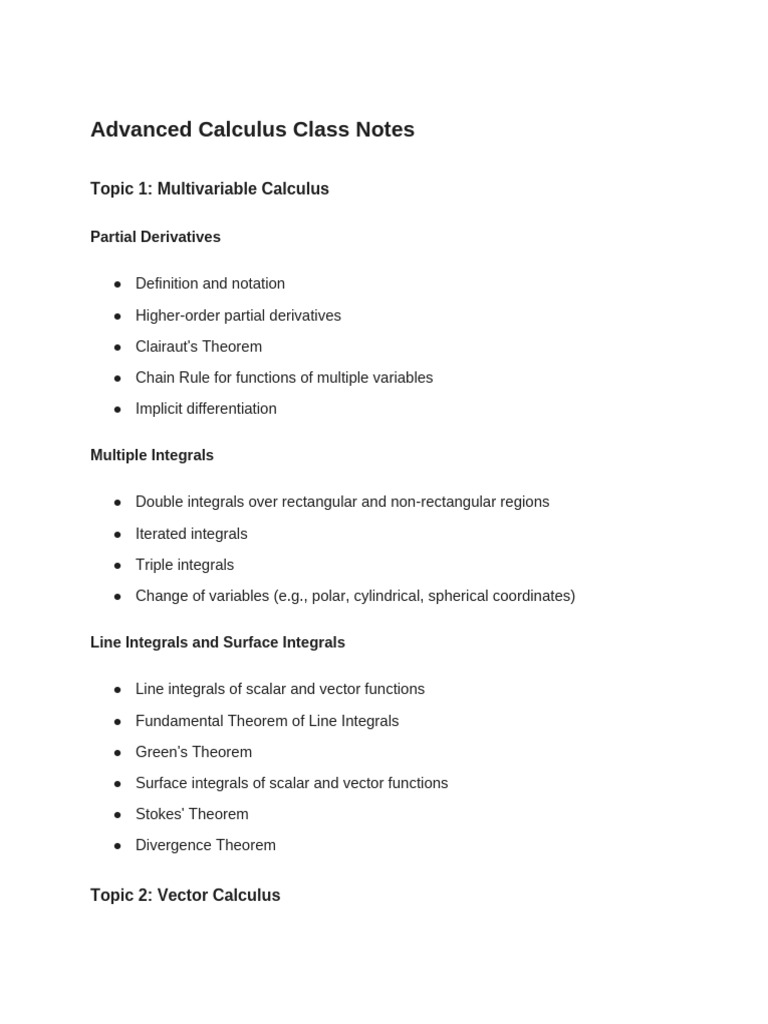 Advanced Calculus Class Notes | PDF | Teaching Methods & Materials ...