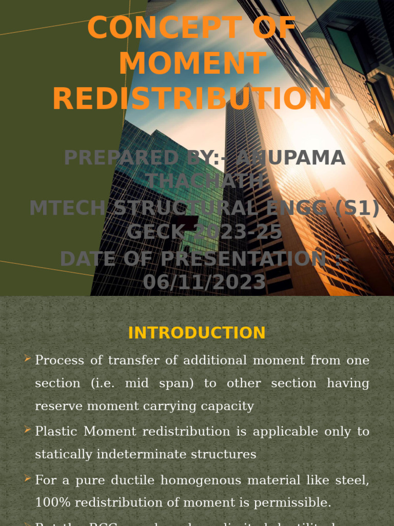 Concept of Moment Redistribution | PDF | Beam (Structure) | Structural ...