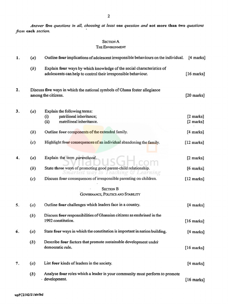 2021 Wassce PC Social Studies 2 | PDF