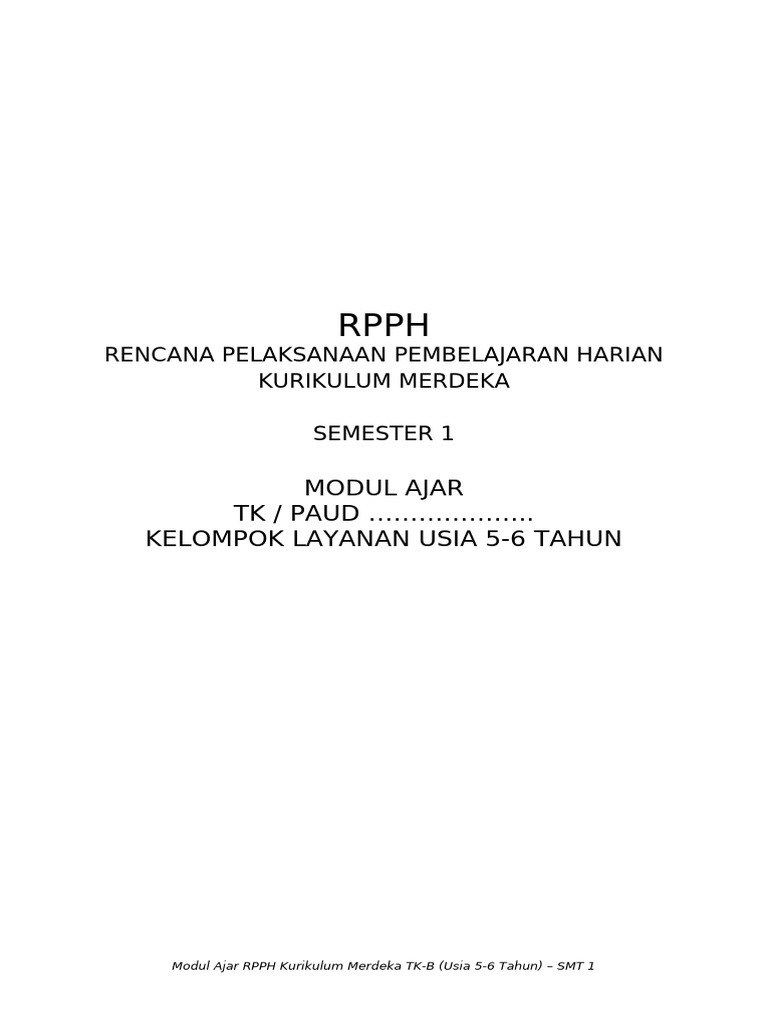 Modul Ajar TK-B Kurikulum Merdeka 1 | PDF