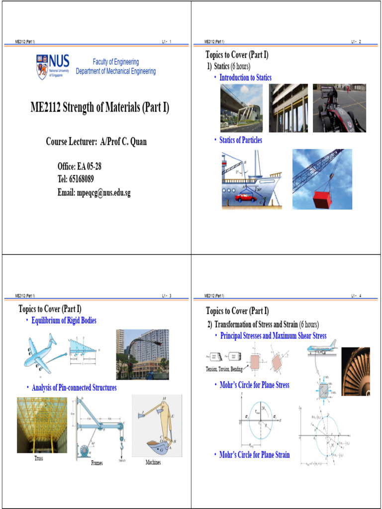 ME2112-(Part 1)-Statics-L1 | PDF | Stress (Mechanics) | Beam (Structure)
