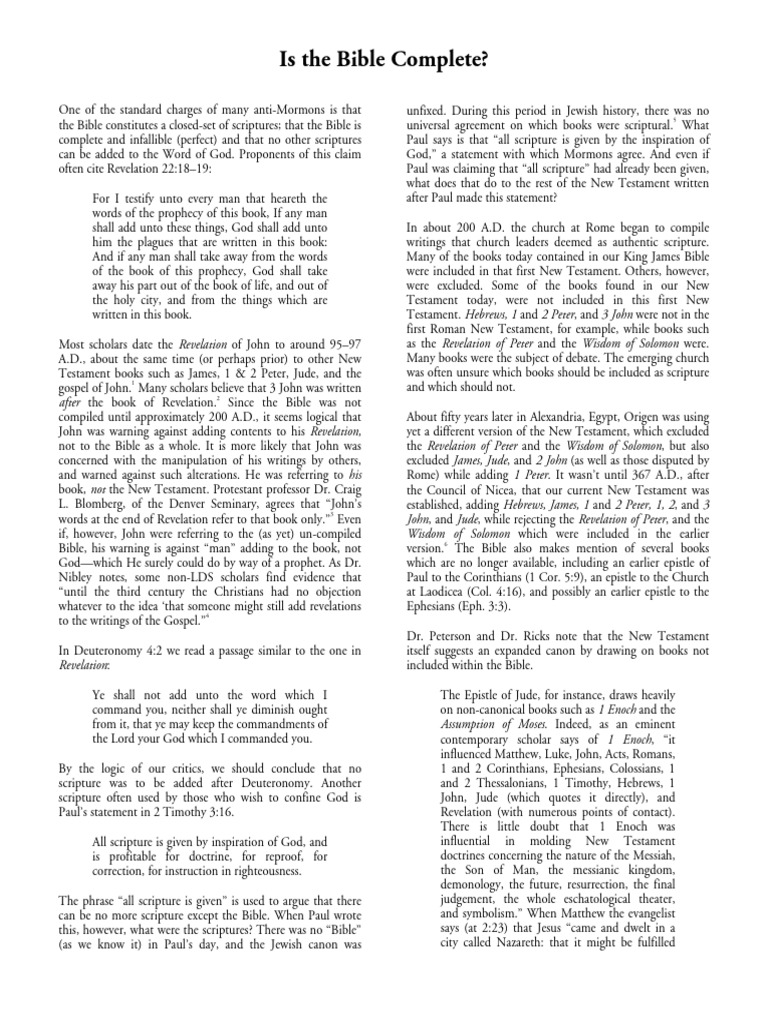 ash-Is_the_Bible_Complete | PDF | Bible | New Testament