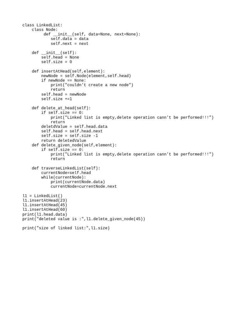 Class Linkedlist | PDF