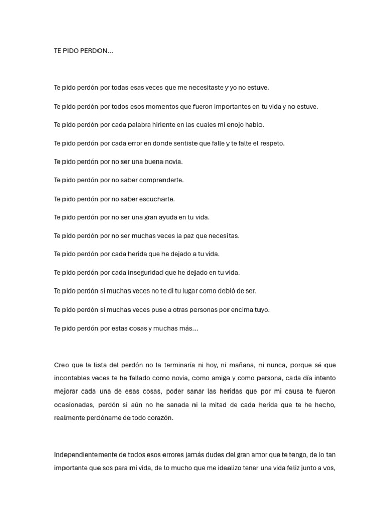 Te Pido Perdon | PDF | Poesía | Estilo de vida