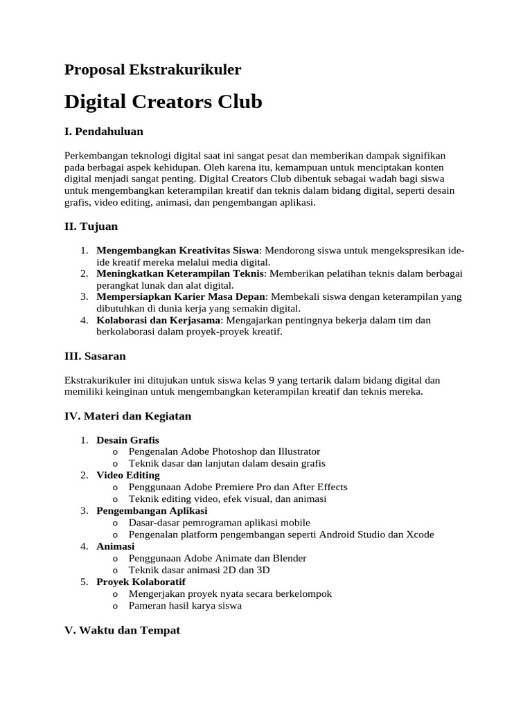 Proposal Ekstrakurikuler Ria | PDF | Seni