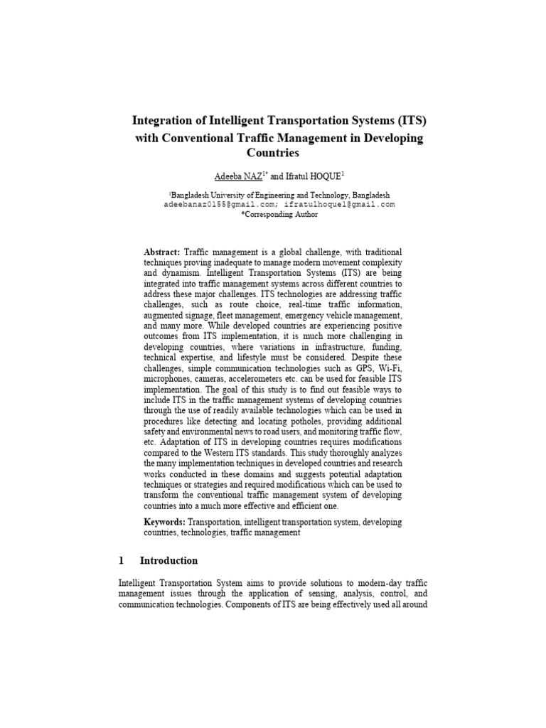 Integration of Intelligent Transportation Systems | PDF | Traffic ...