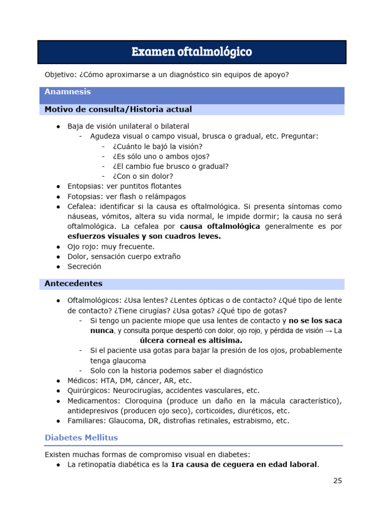 Examen Oftalmológico | PDF | Ojo humano | Especialidades Medicas