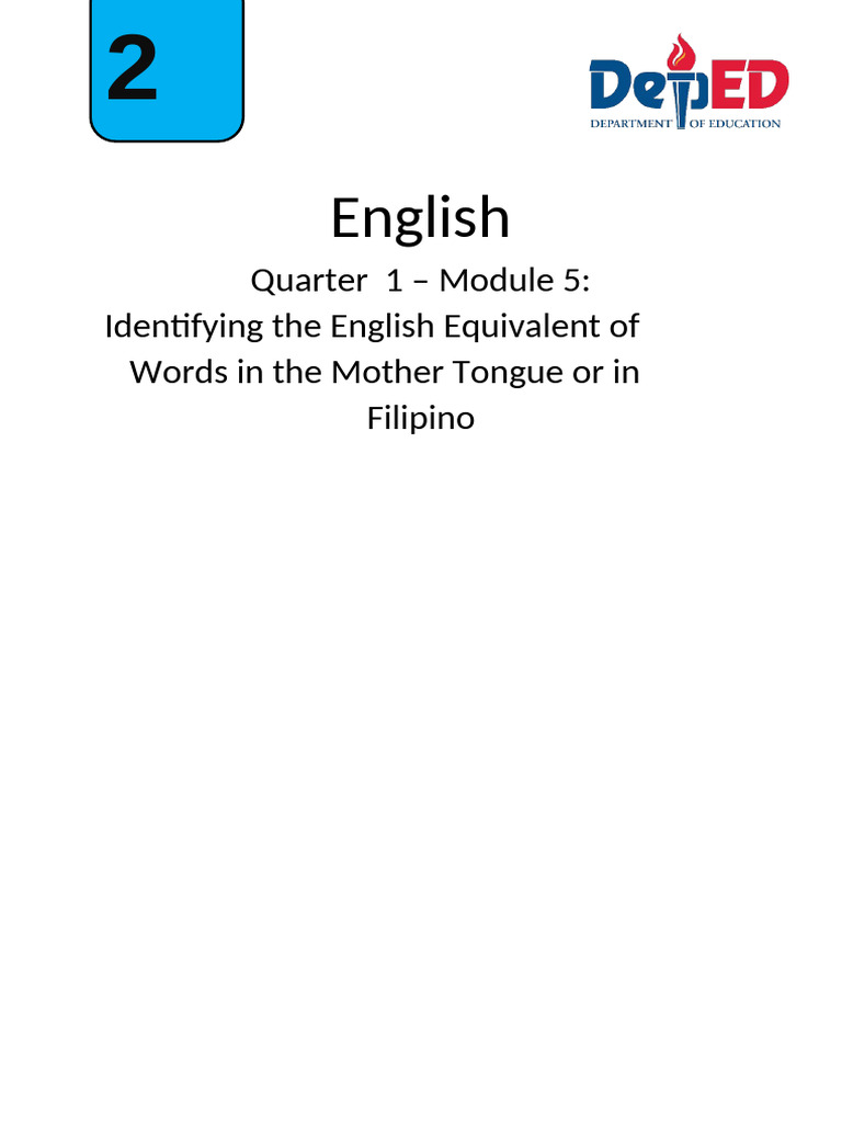 English2 q1 Mod 5 Identifying The English Equivalent in MT v2 1 | PDF | English Language | Learning