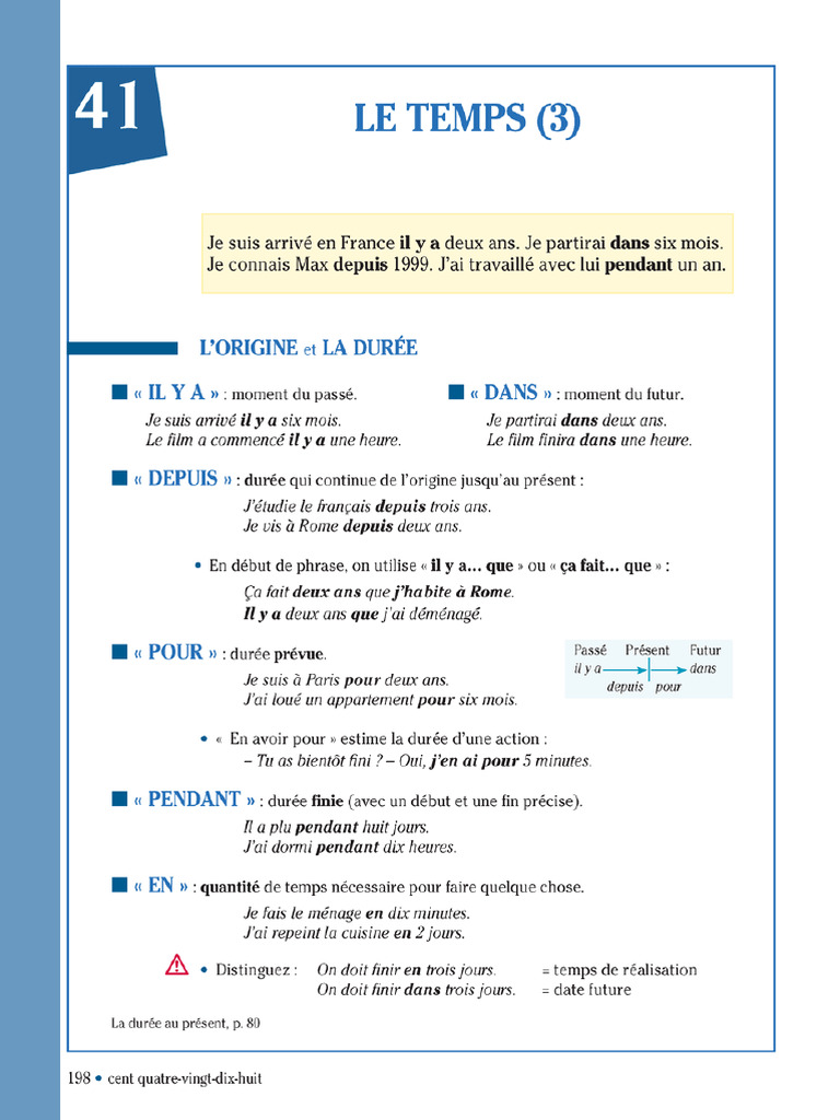 Fiche de Grammaire - Le Temps | PDF