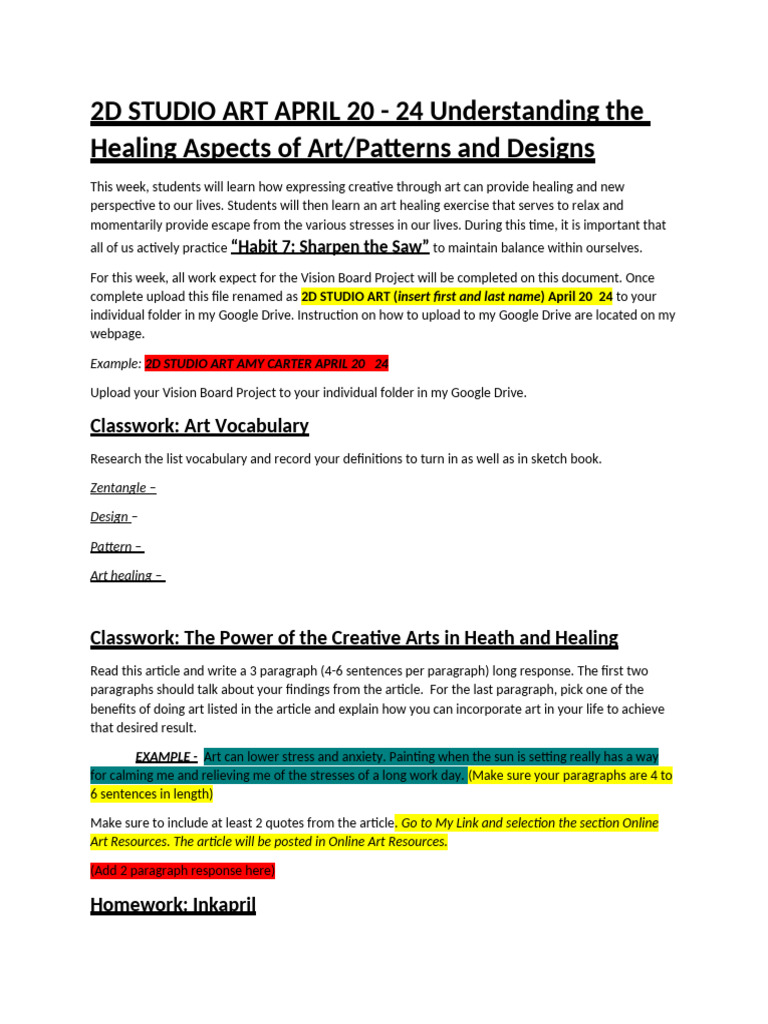 2D Studio Art: Healing Through Creativity | PDF