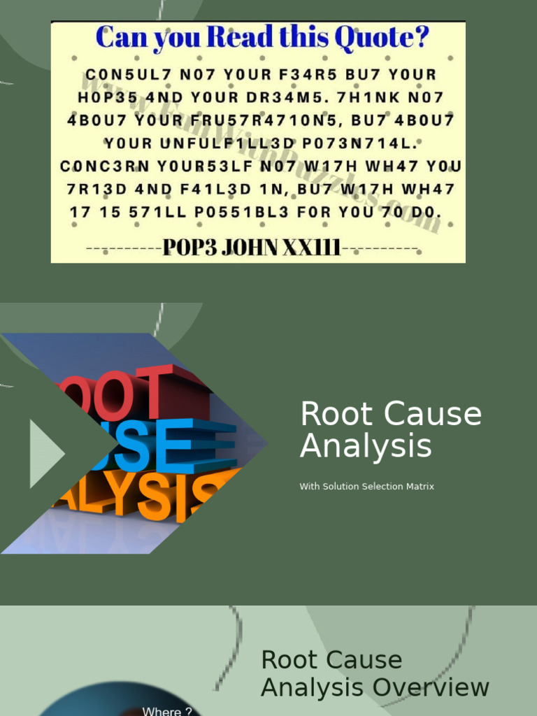 Root Cause Analysis Presentation | PDF | Computers