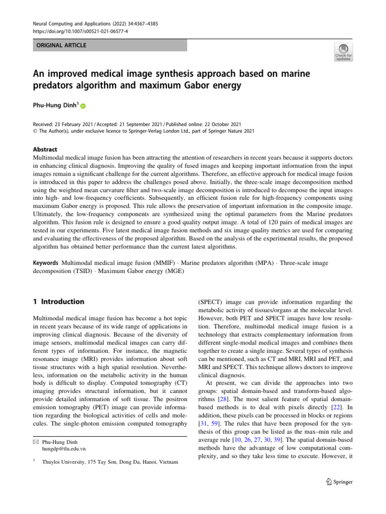 An Improved Medical Image Synthesis Approach Based On Marine Predators Algorithm And Maximum