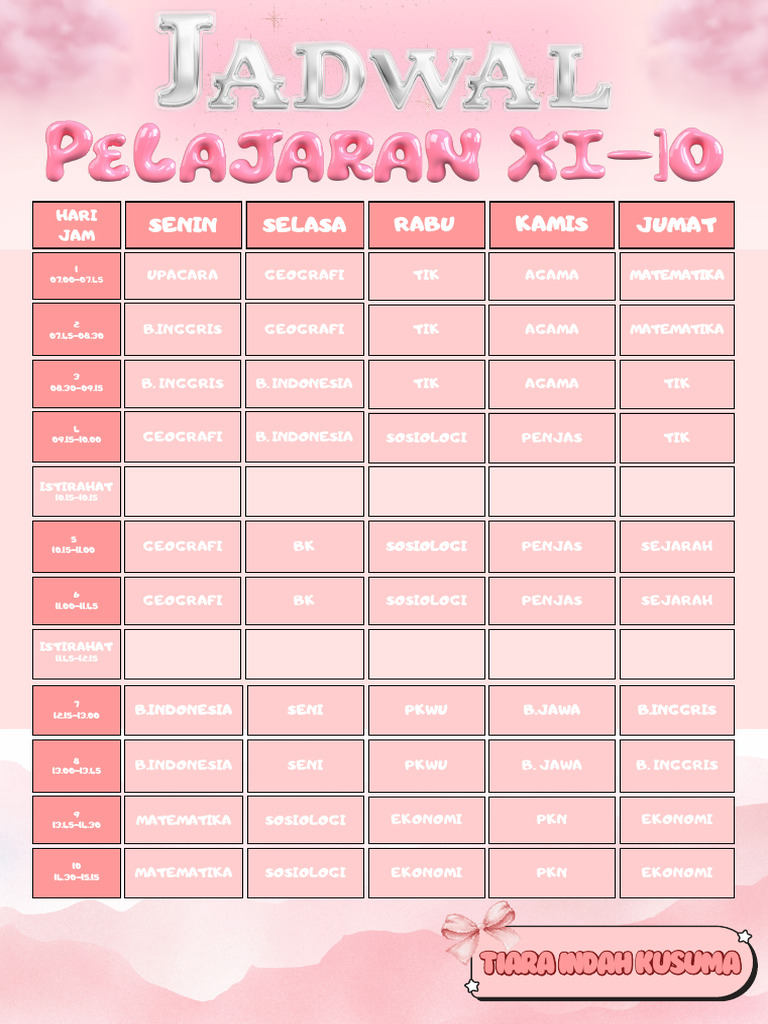 Contoh pembuatan jadwal pelajaran | PDF
