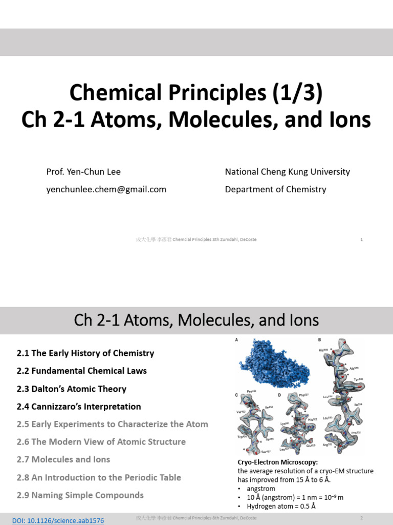 113 - 1 - Ch2 - 1 - Atoms, Molecules, and Ions | PDF | Chemistry ...