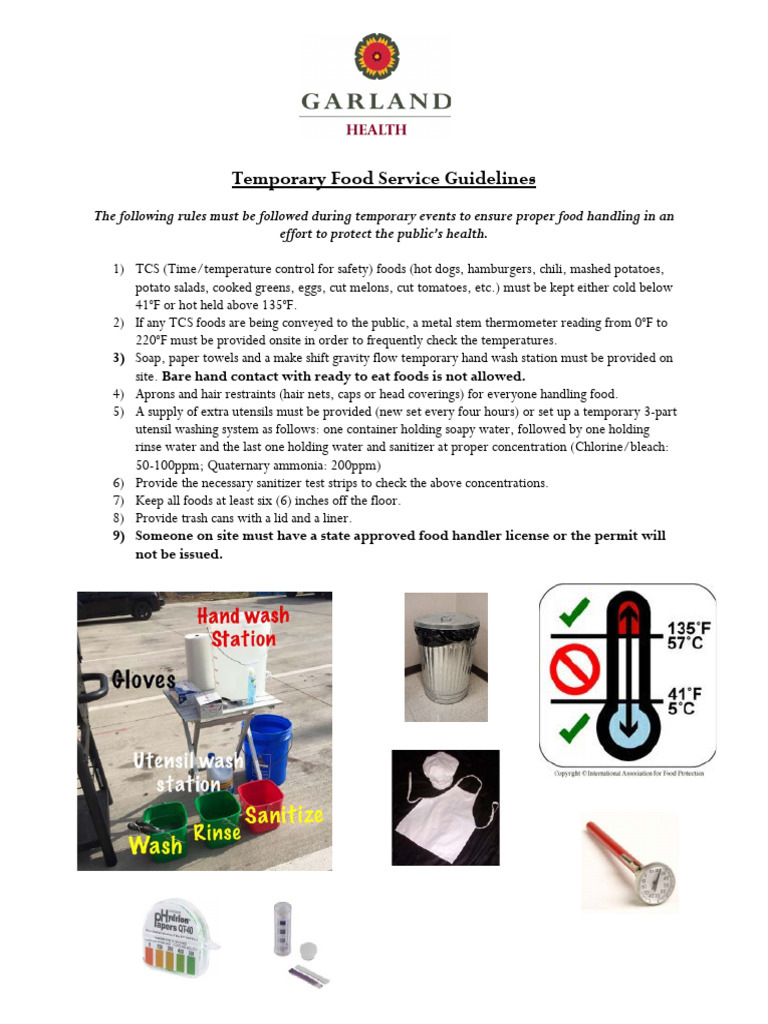 Temporary Food Service Guidelines | PDF