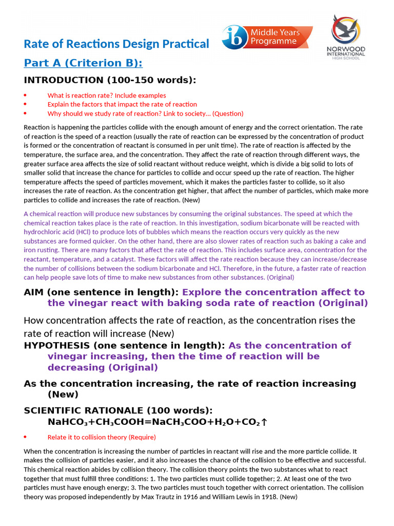 Rate of Reactions - Student Design Sheet 2 | PDF | Reaction Rate ...