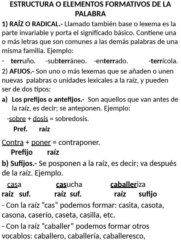 Ejemplo de lexema en palabras | PDF