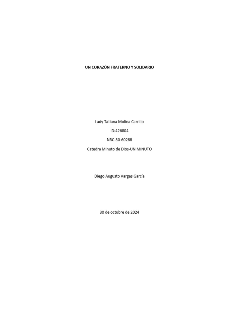 Amor Fraterno y Solidaridad en Momentos Difíciles | PDF | Filosofía